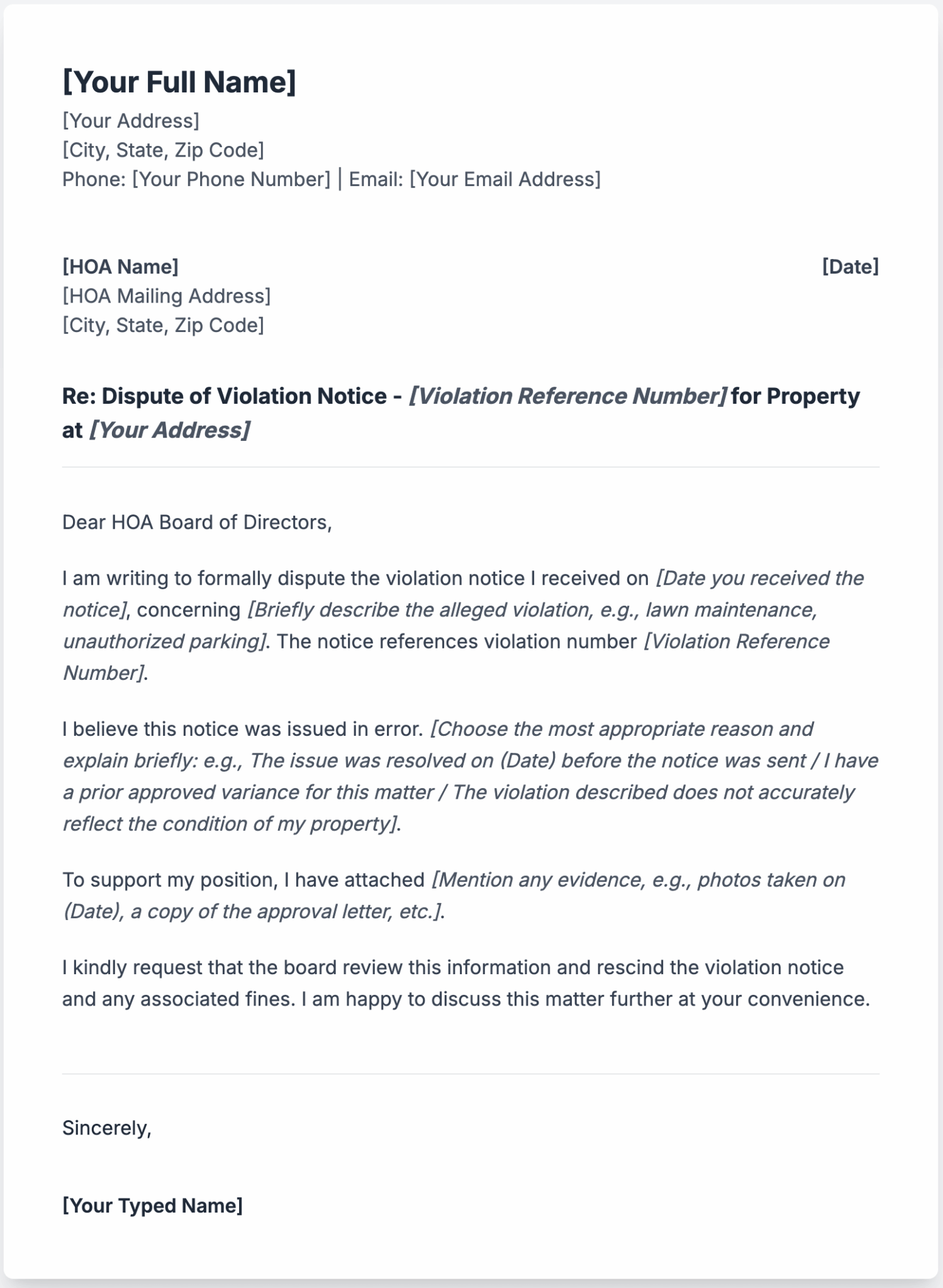 4 Sample Letters to Dispute an HOA Violation Notice