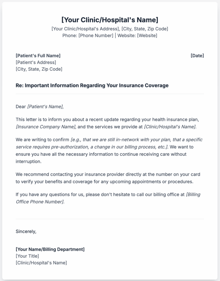 5 Sample Letters for Patient and Insurance Communication