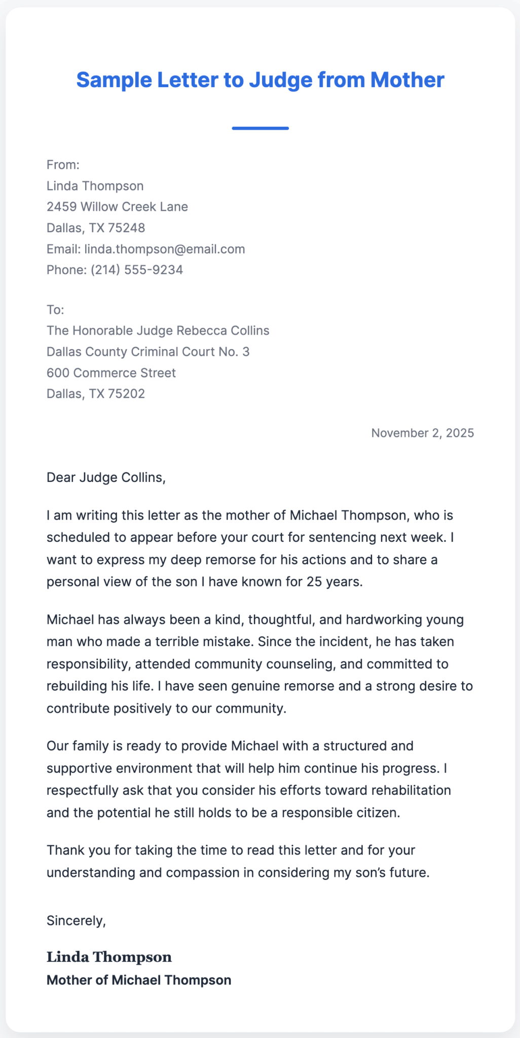 5 Sample Letters to a Judge from a Mother